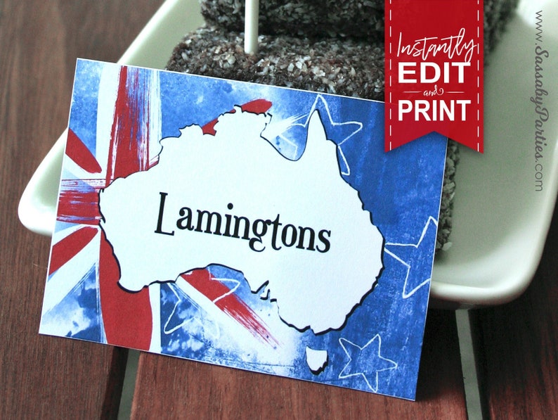 Australia Day Party Labels - INSTANT DOWNLOAD - Editable & Printable ...