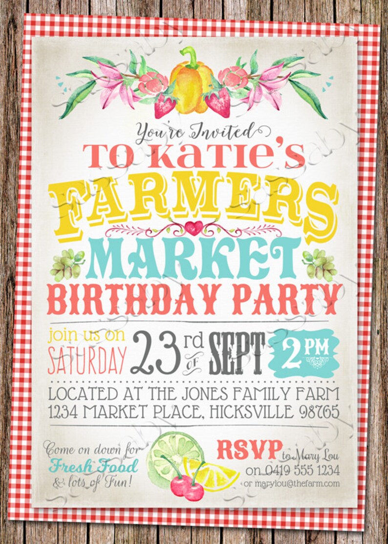 Farmers Market Invitation INSTANT DOWNLOAD Partially - Etsy