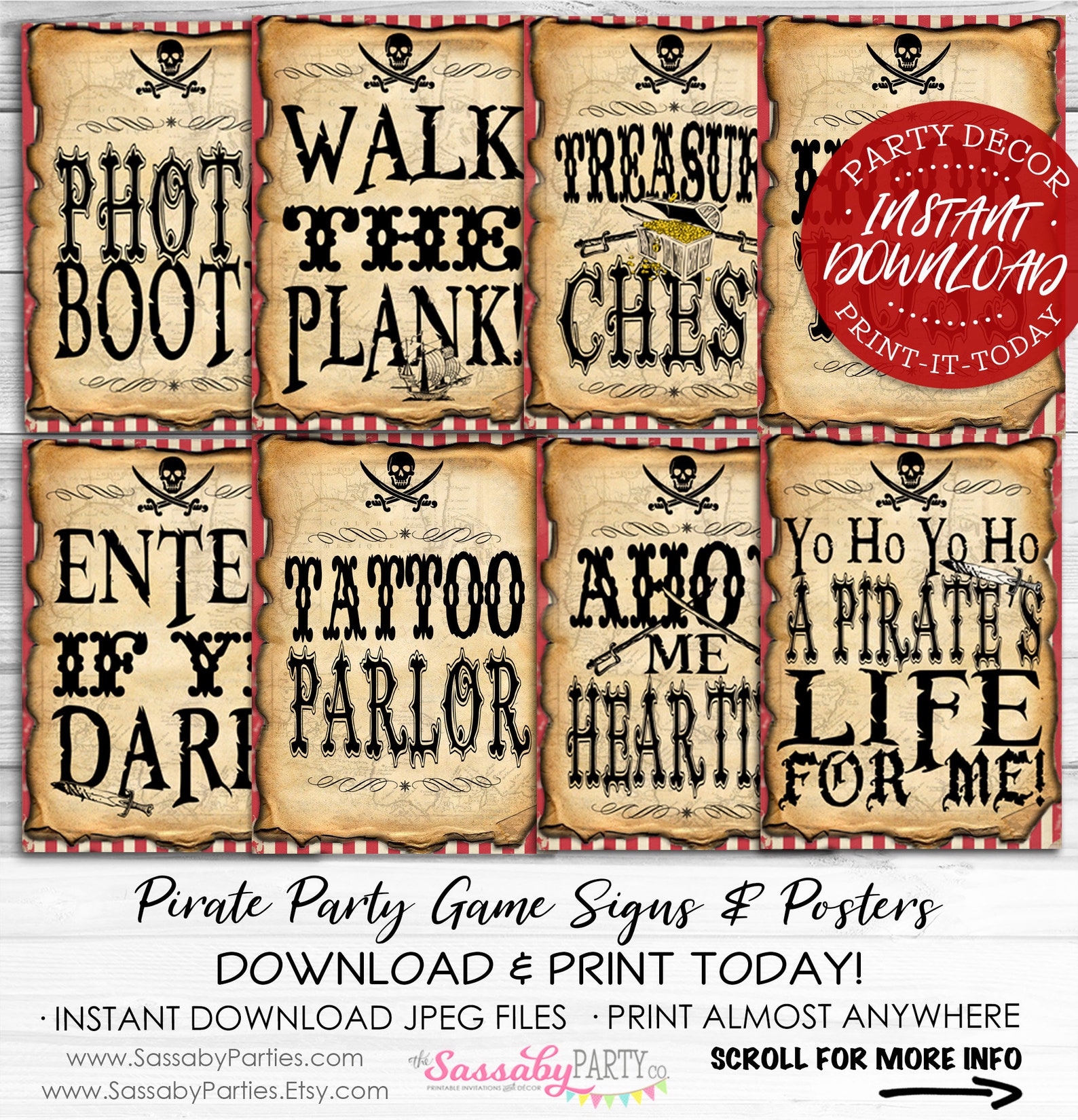 8 Pirate Party Signs/posters INSTANT DOWNLOAD Printable - Etsy UK