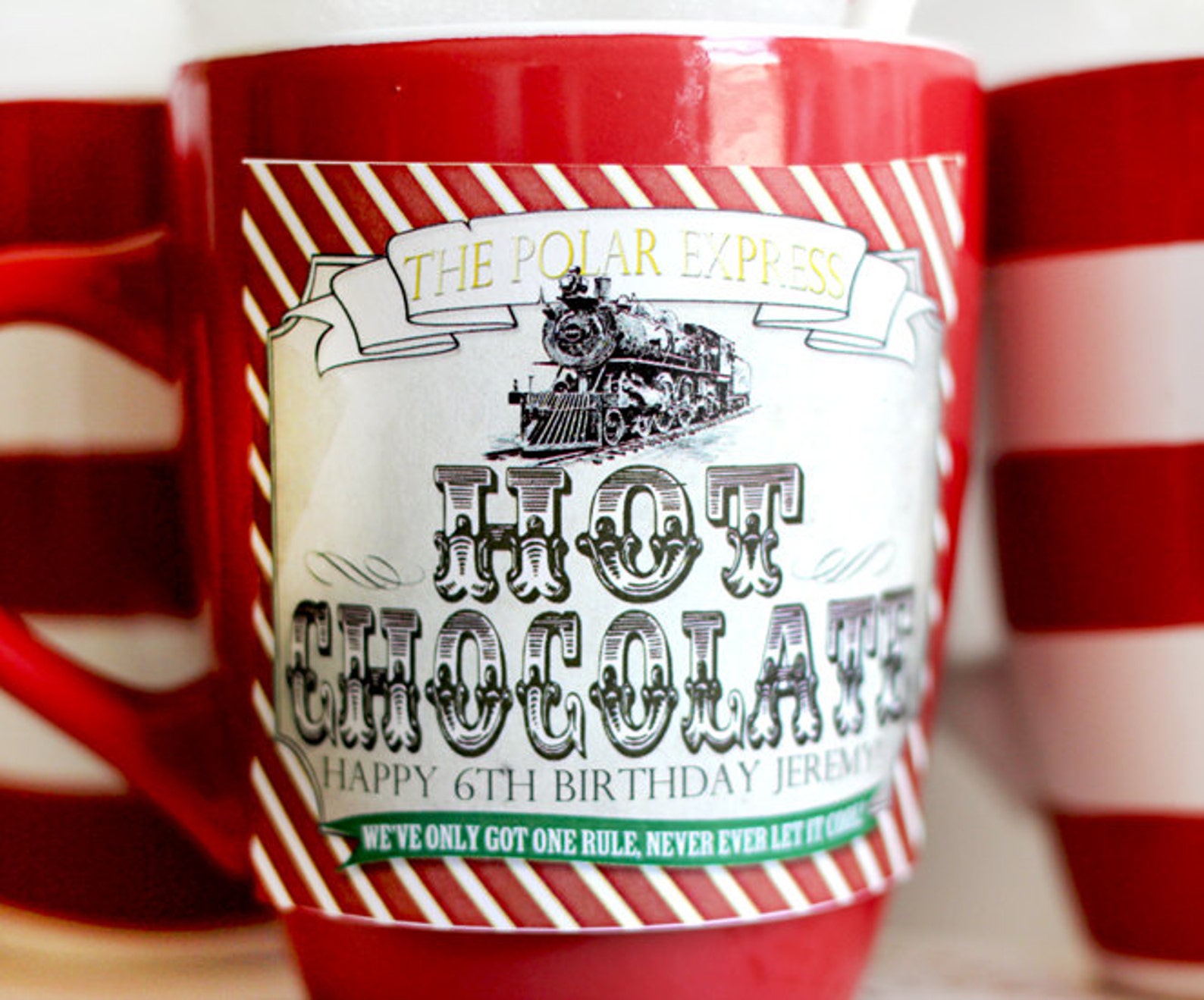 Polar Express Hot Chocolate Drink Labels Red INSTANT - Etsy