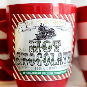 Polar Express Hot Chocolate Drink Labels Red - INSTANT DOWNLOAD - Edit ...