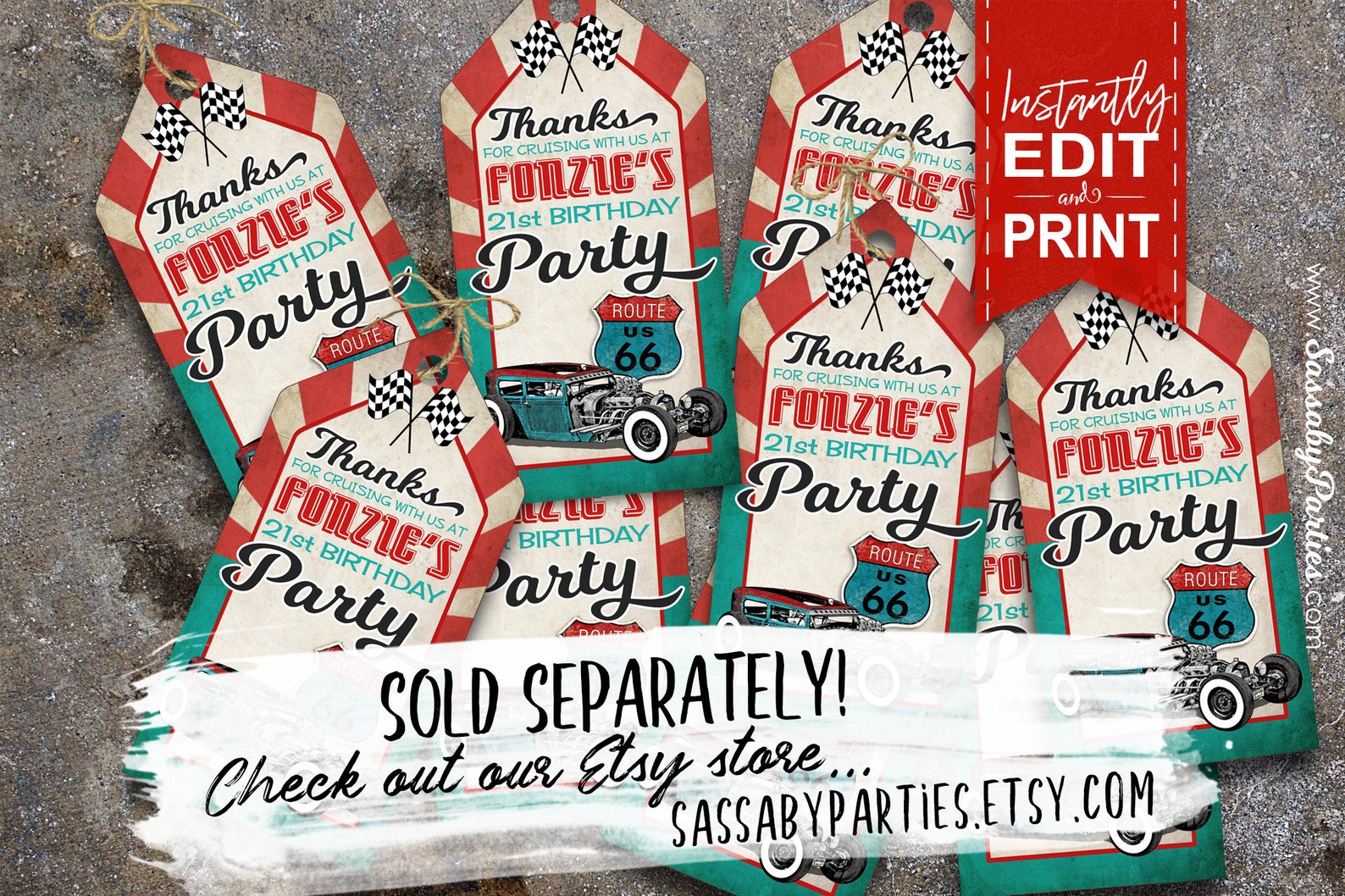 50s Garage Rock 'n' Roll Hot Rod Invitation - INSTANT DOWNLOAD ...