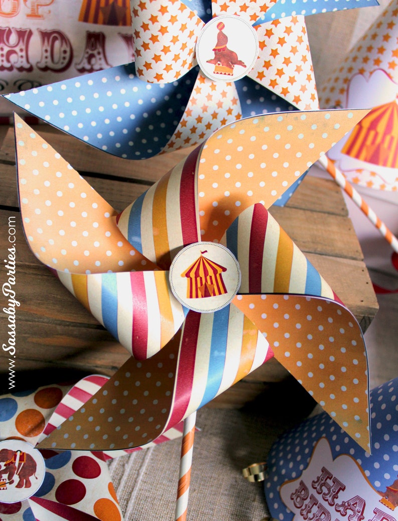 Vintage Circus Pinwheels INSTANT DOWNLOAD Classic Combo - Etsy