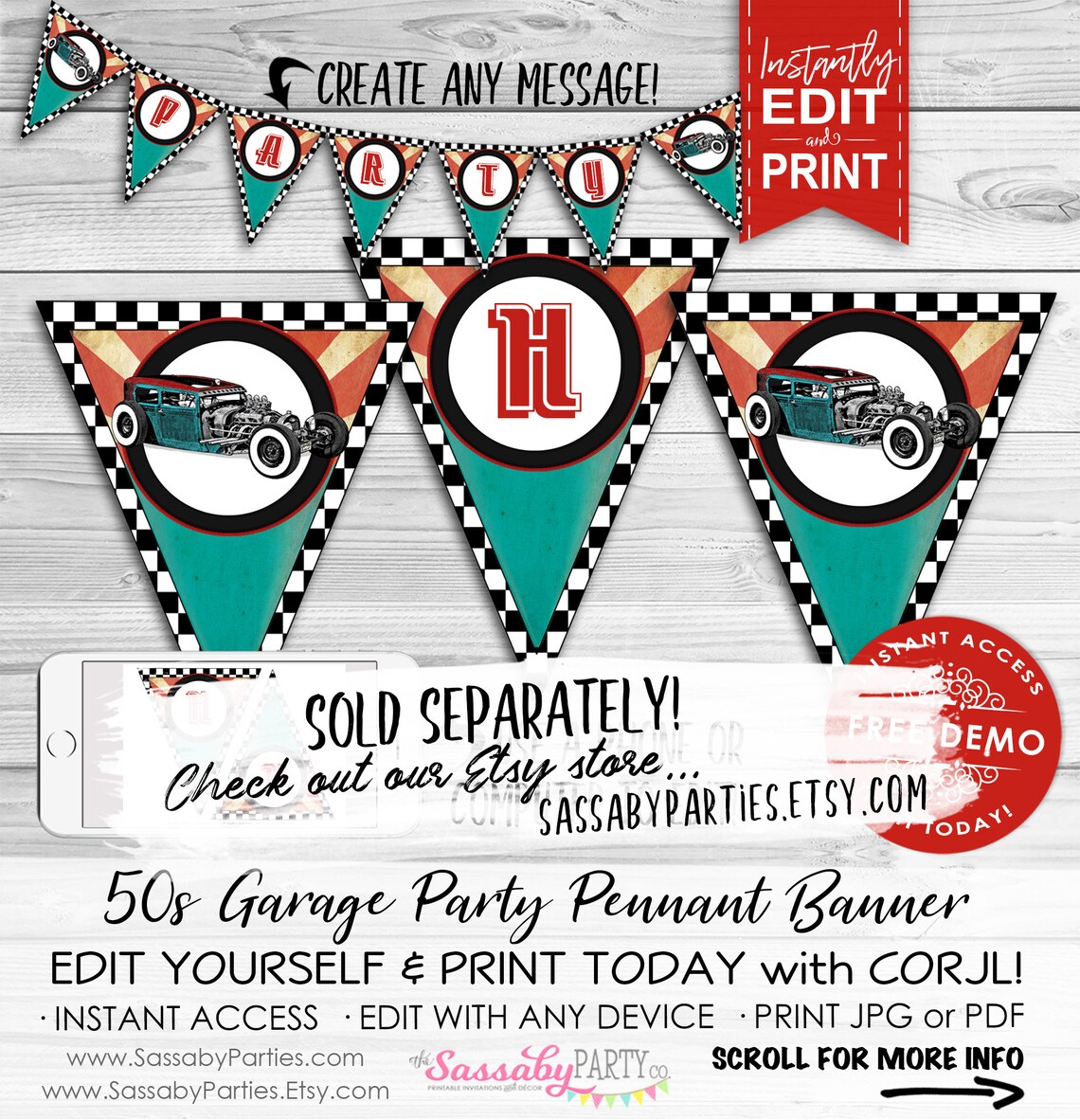 50s Garage Rock 'n' Roll Hot Rod Invitation INSTANT - Etsy