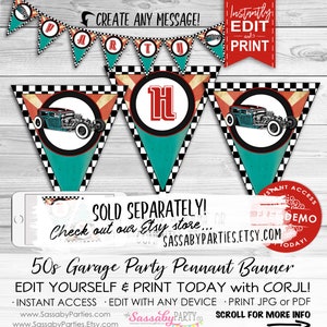50s Garage Rock 'n' Roll Hot Rod Invitation - INSTANT DOWNLOAD ...