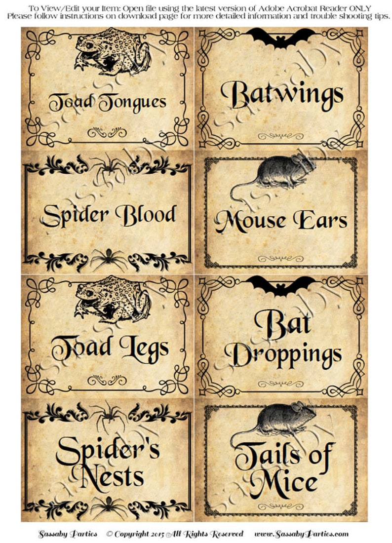 Halloween Party Labels INSTANT DOWNLOAD Editable & - Etsy