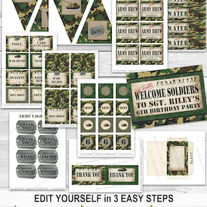 Army Men Party Pack - INSTANT DOWNLOAD - Edit& Print, Birthday Party ...