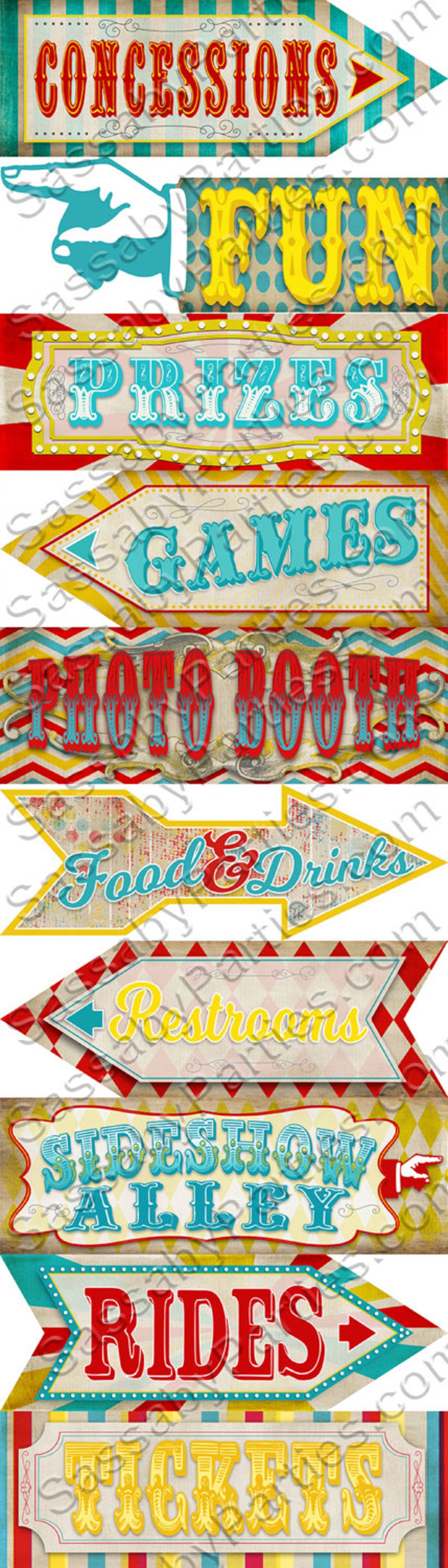 Carnival Arrow Signs Posters Instant Download Printable | Etsy