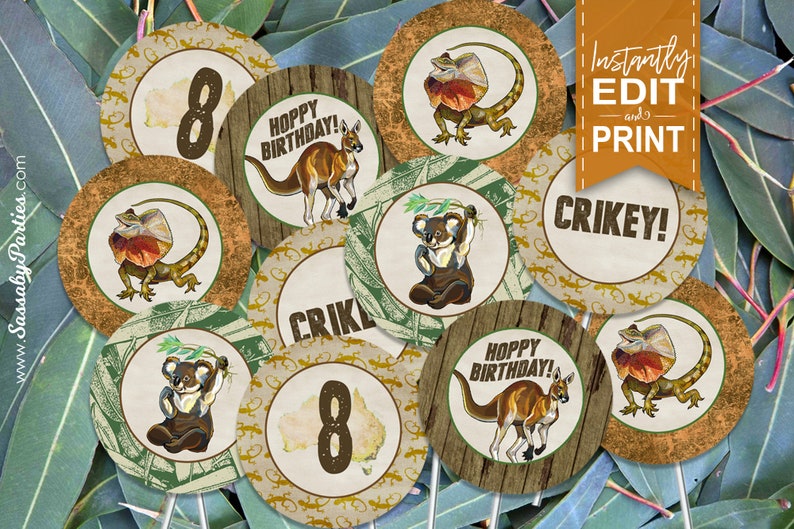 Australian Animals Party Circles/cupcake Toppers - INSTANT DOWNLOAD ...
