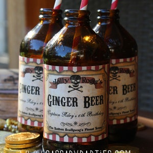 Pirate Drink Bottle Labels - INSTANT DOWNLOAD - Editable & Printable ...