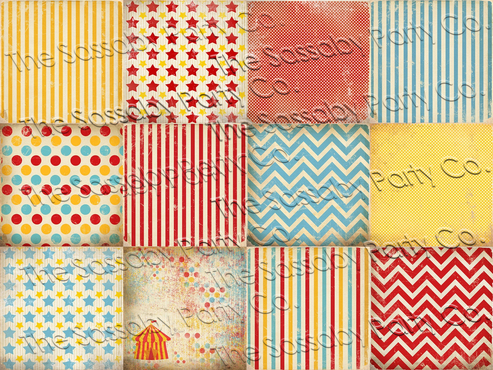 Vintage Circus Digital Paper Pack - INSTANT DOWNLOAD - Scrapbooking ...
