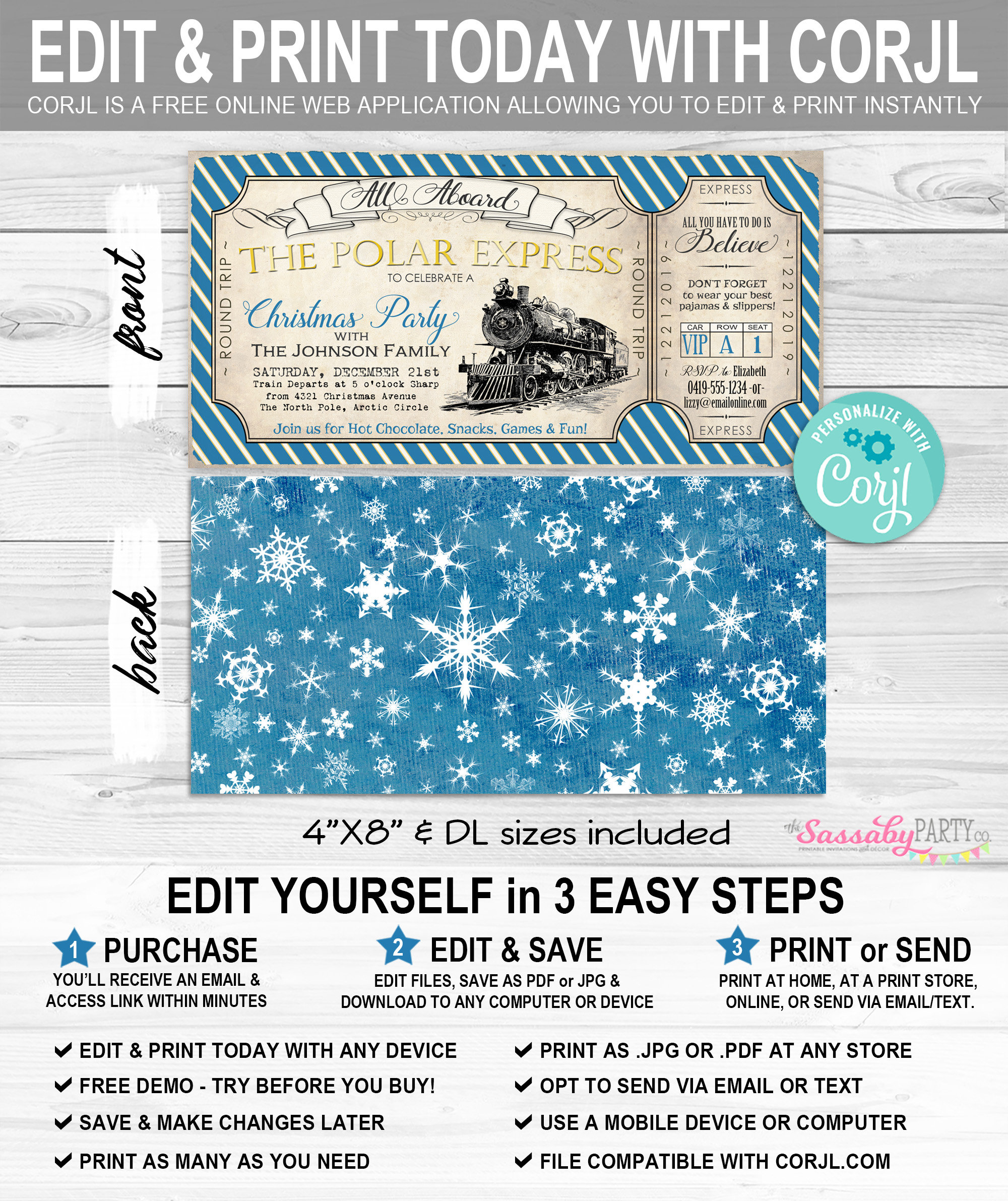 Polar Express Party Invitation INSTANT DOWNLOAD Partially - Etsy
