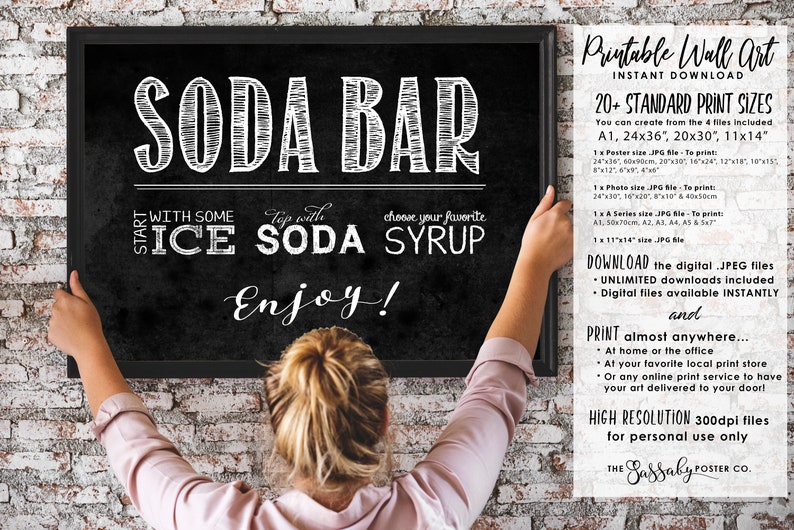 Soda Bar Poster - INSTANT DOWNLOAD - Printable Party Sign, Food Stand ...