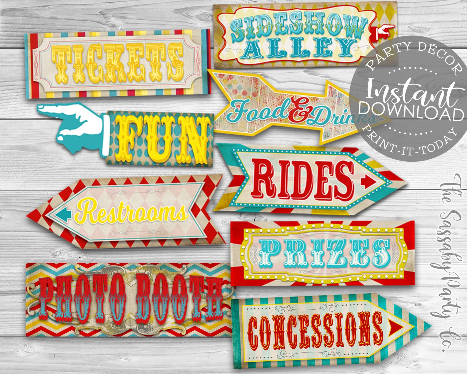Carnival Arrow Signs Posters Instant Download Printable | Etsy Canada
