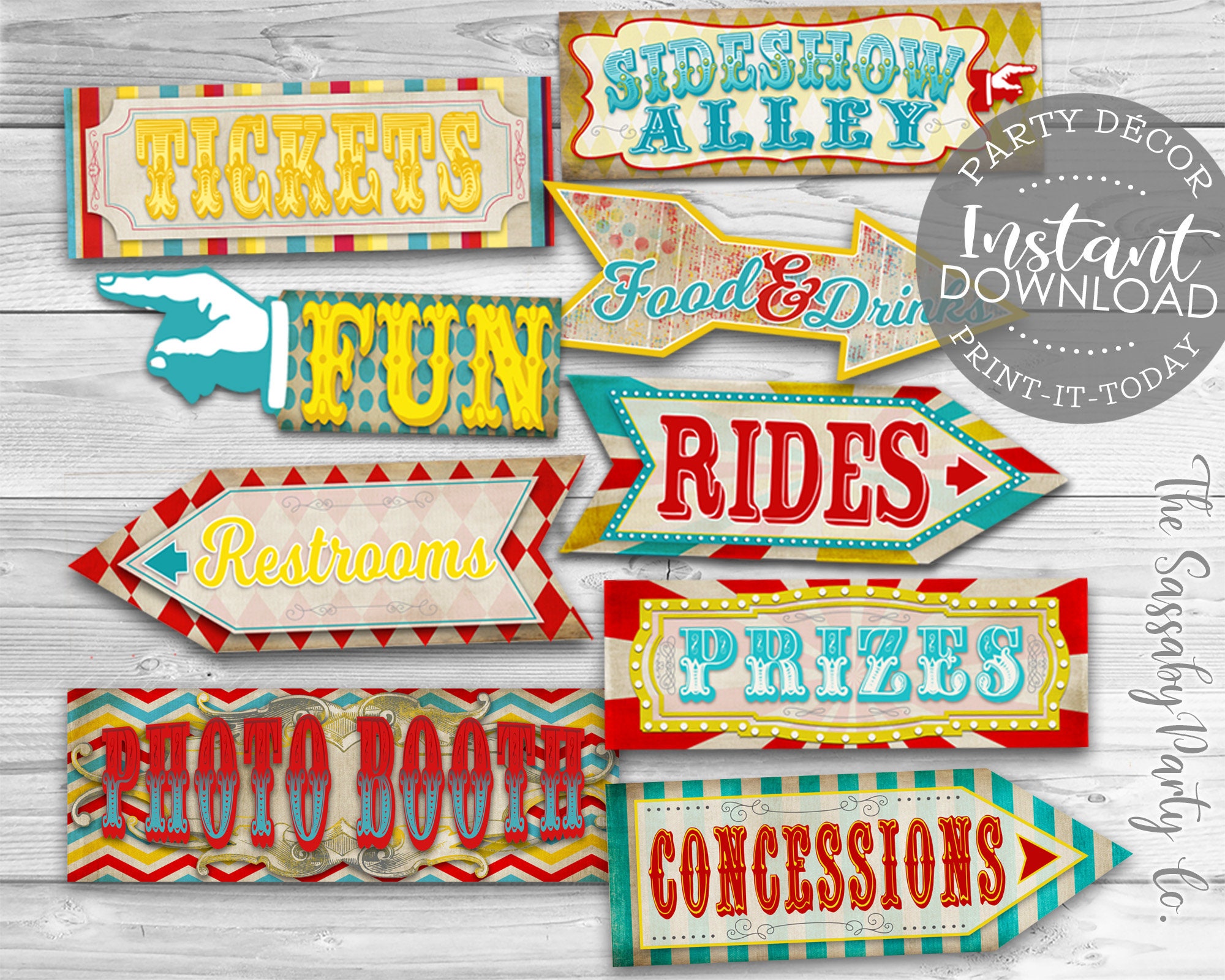 Carnival Arrow Signs Posters Instant Download Printable | Etsy