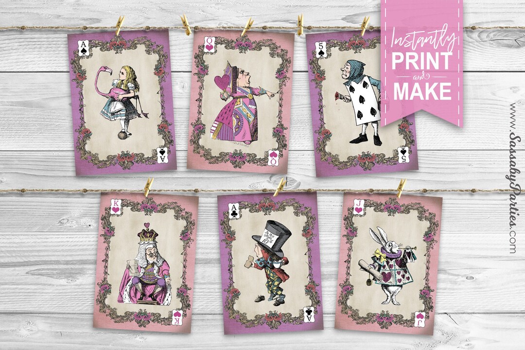Alice in Wonderland Giant Cards INSTANT DOWNLOAD Pastel, Printable ...