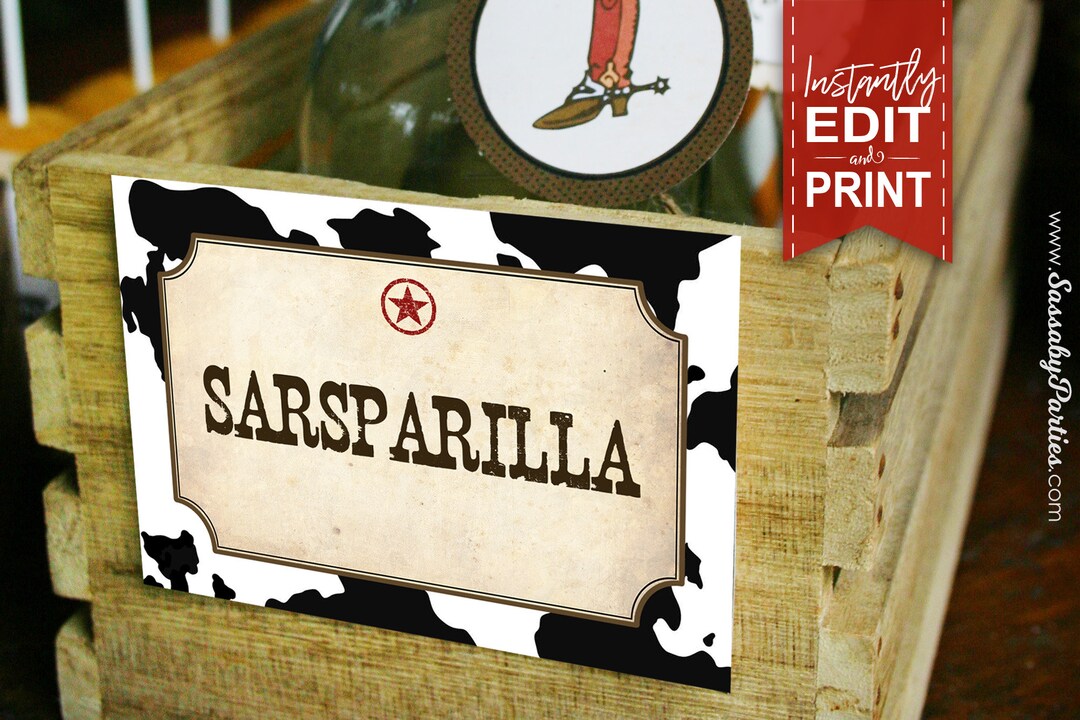 Wild West Cowboy Party Labels - INSTANT DOWNLOAD - Editable & Printable ...