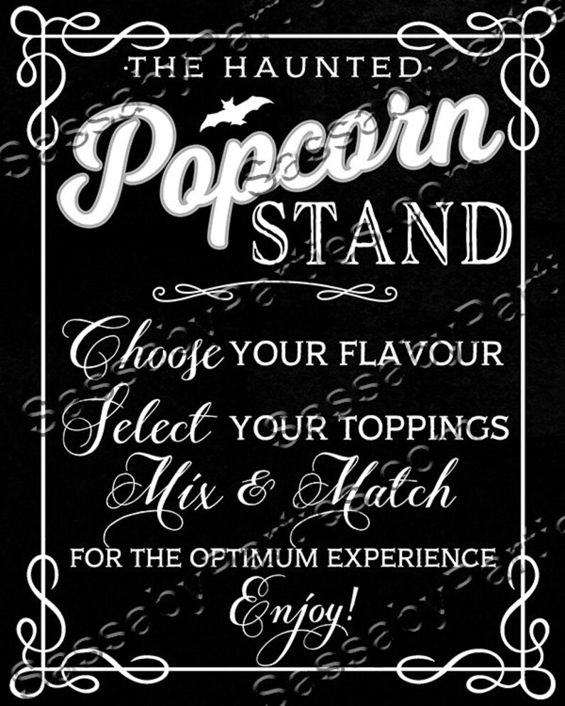 Haunted Popcorn Stand Poster & Labels - INSTANT DOWNLOAD - Printable ...