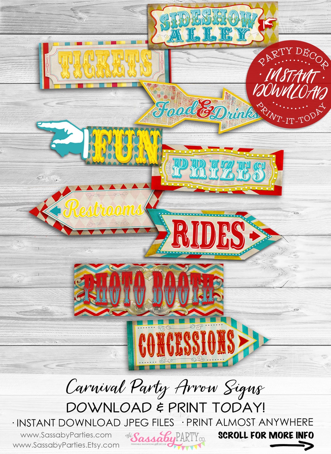Carnival Arrow Signs Posters - Instant Download - Printable Birthday ...