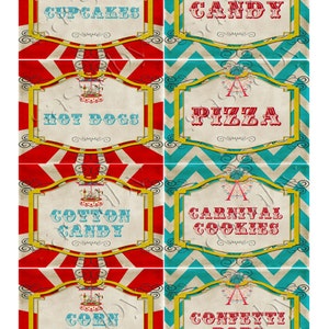 Vintage Carnival Party Labels - INSTANT DOWNLOAD - Editable & Printable ...