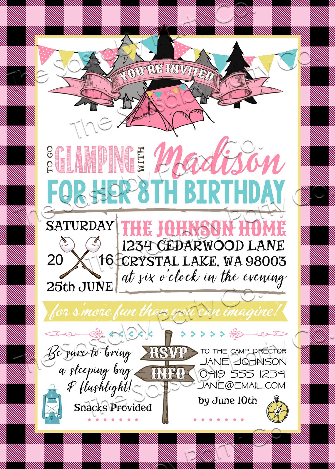 Glamping Party Invitation INSTANT DOWNLOAD Editable & | Etsy