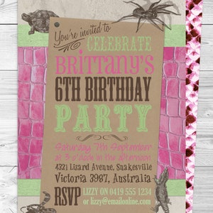 Reptile Invitation - INSTANT DOWNLOAD - Edit & Print, Girls Birthday ...
