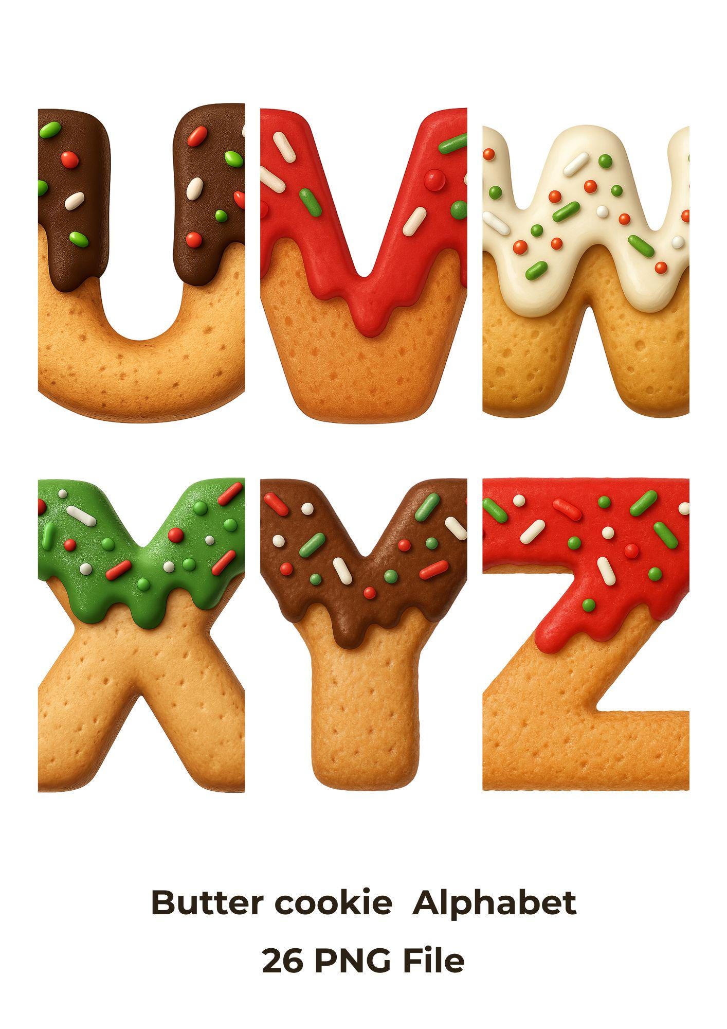 Butter Cookie Alphabet PNG | Christmas Cookie Letters A-Z | Gingerbread ...