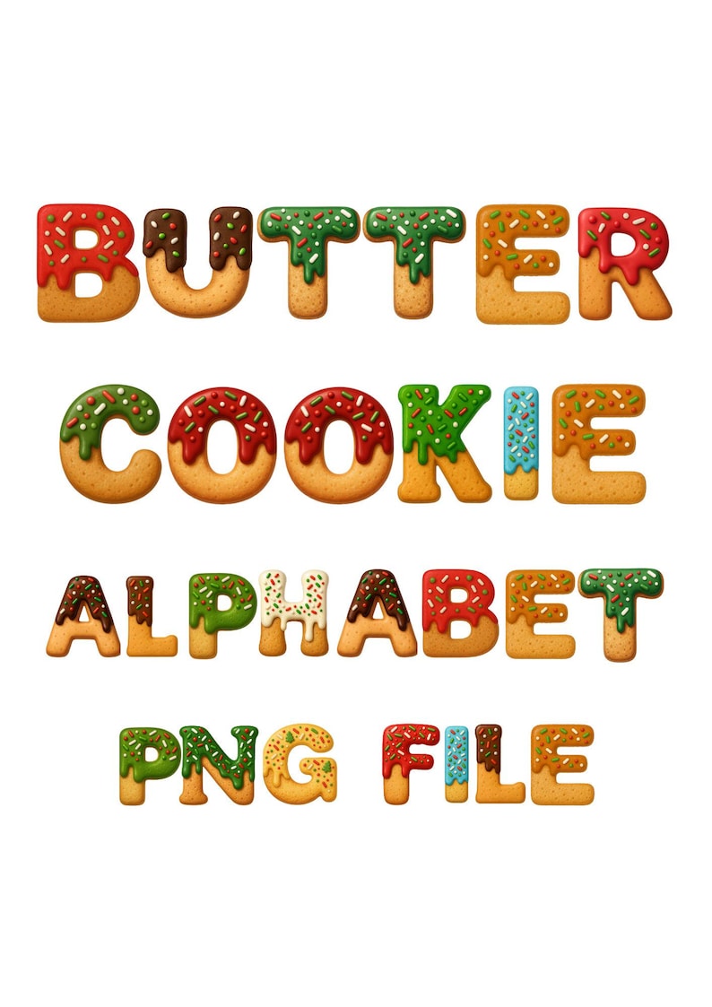 Butter Cookie Alphabet PNG | Christmas Cookie Letters A-Z | Gingerbread ...