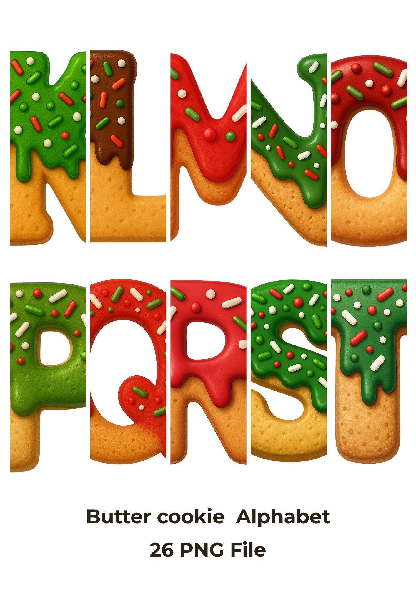 Butter Cookie Alphabet PNG | Christmas Cookie Letters A-Z | Gingerbread ...