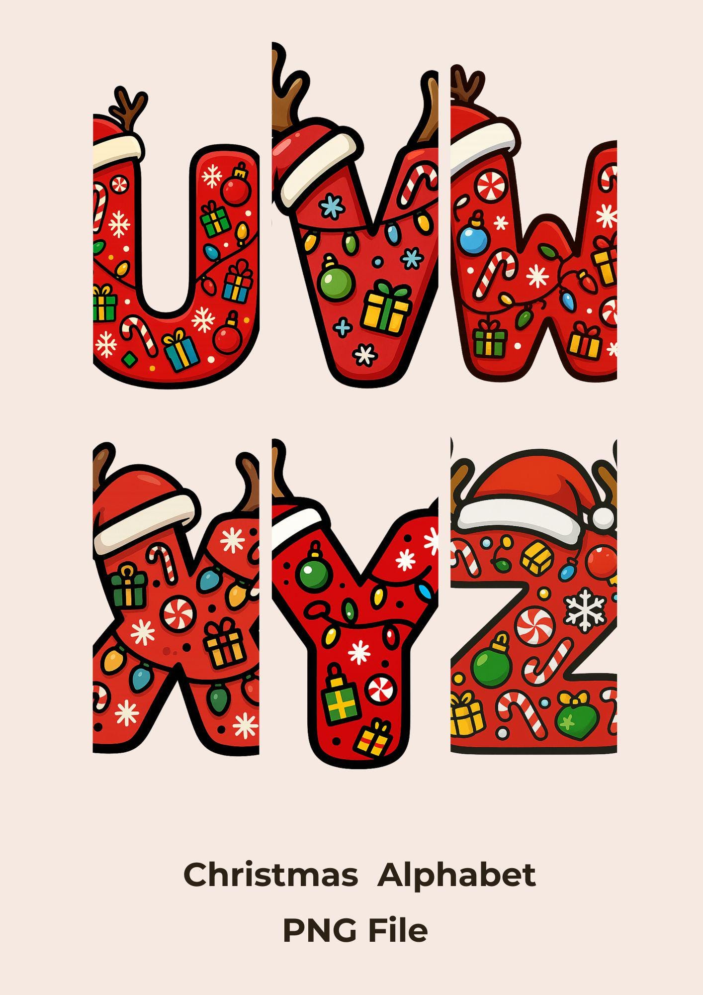Santa Hat Christmas Letters Alphabet PNG (digital Download) - Etsy Canada
