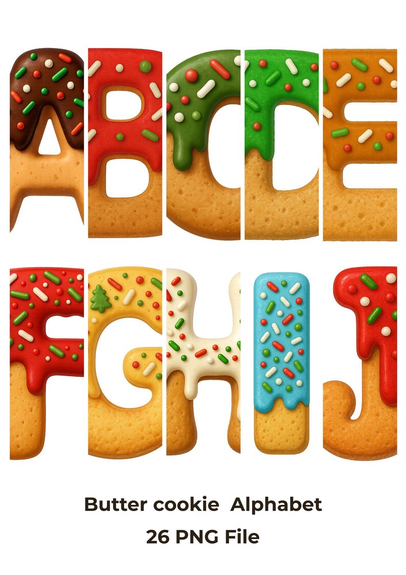 Butter Cookie Alphabet PNG | Christmas Cookie Letters A-Z | Gingerbread ...