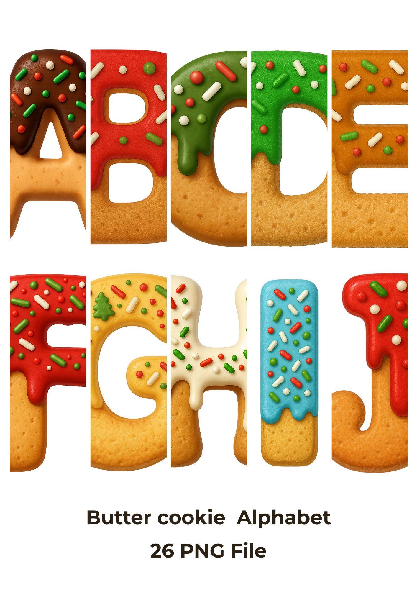 Butter Cookie Alphabet PNG | Christmas Cookie Letters A-Z | Gingerbread ...