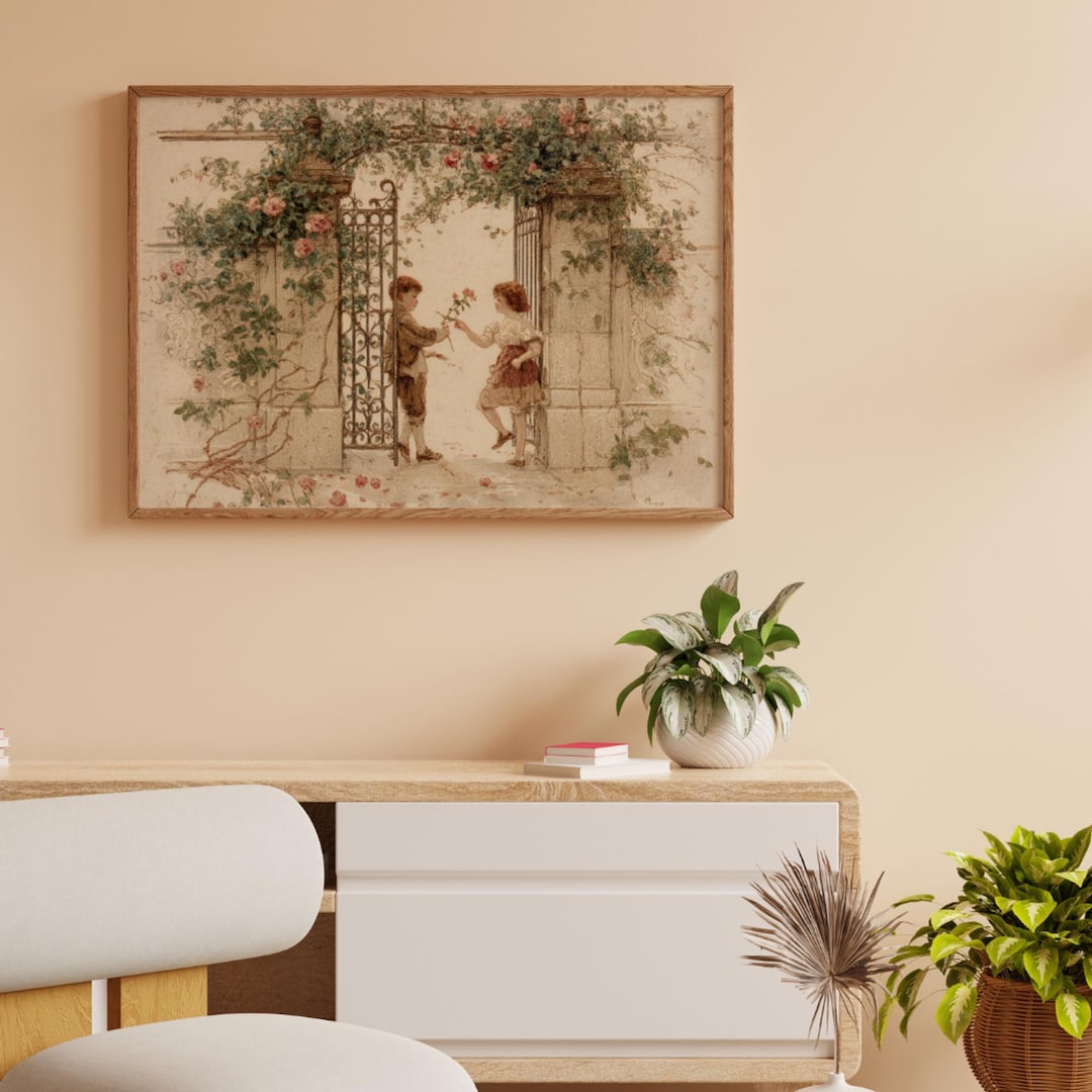 Charming Vintage Garden Scene Wall Art - Etsy