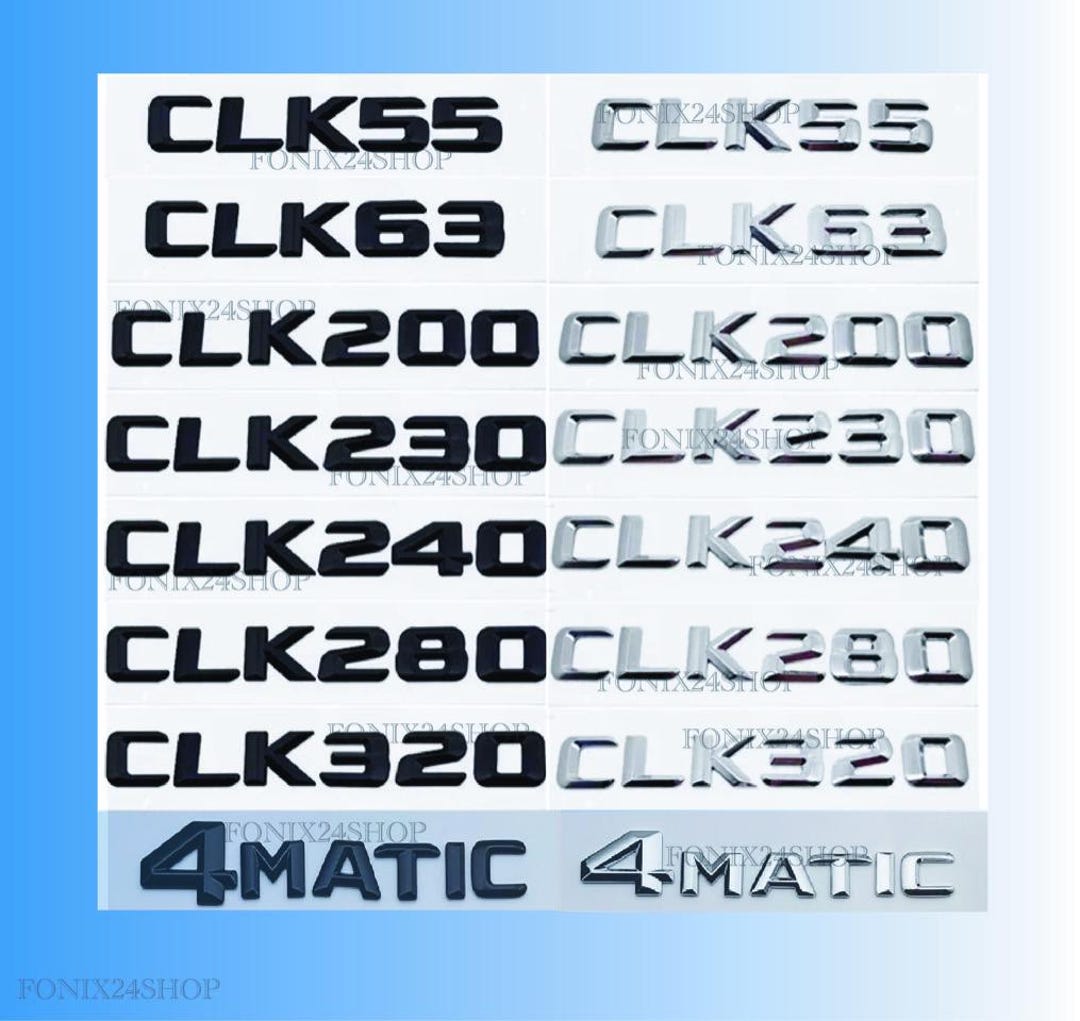 Mercedes Letters Clk-class Emblem CLK55 - 63 - CLK550 Logo Chrome/black ...