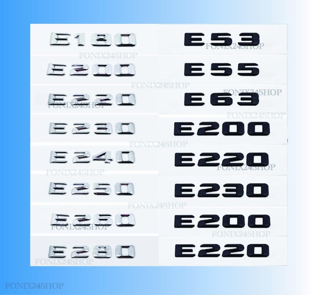 Mercedes E Class Rear Trunk Letters 3D Style Chrome/black ABS Custom ...