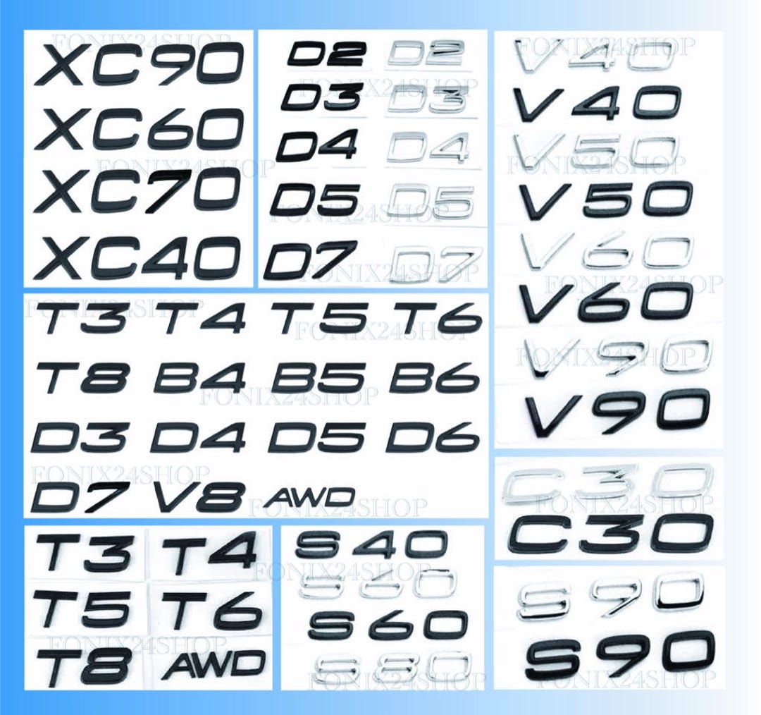 Volvo Emblem Letters Rear Badge Chrome/black Compatible With S40 S60 ...