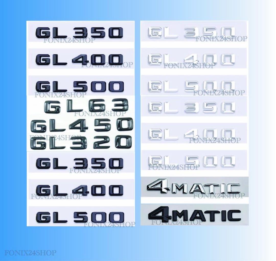 Mercedes Letters Gl-class Emblem GL63 GL300 - GL550 Logo Chrome/black ...
