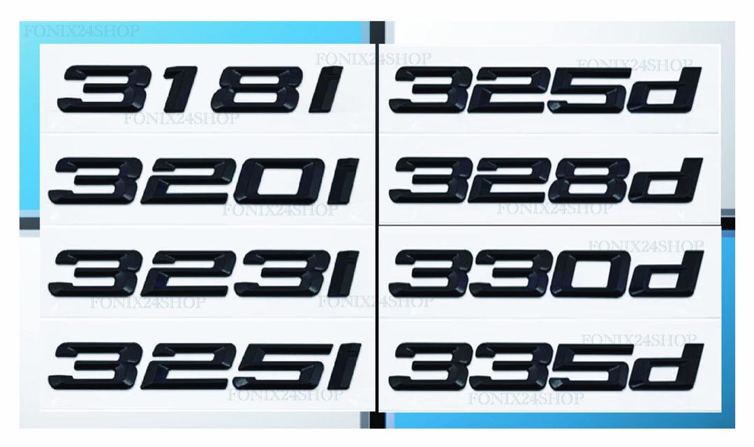 BMW 3 Series Emblem Letters BLACK 3D Style ABS Rear Trunk Badge 318i ...