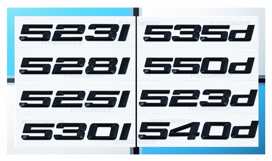 BMW 5 Series Emblem Letters BLACK 3D Style ABS Rear Trunk Badge 520i ...