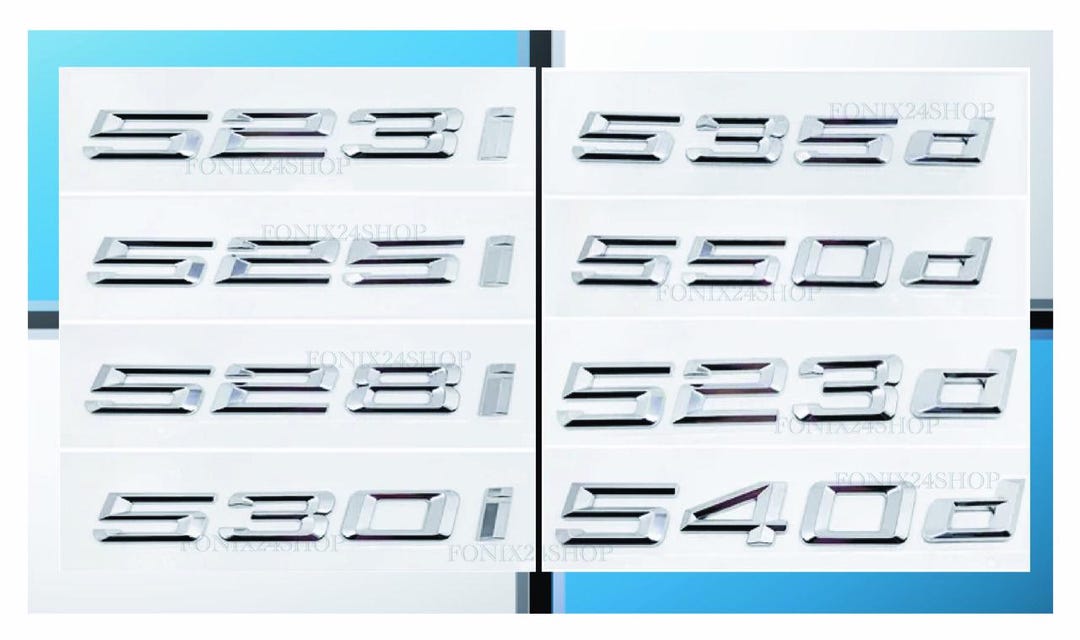 BMW 5 Series Emblem Letters CHROME 3D Style ABS Rear Trunk Badge 520i ...
