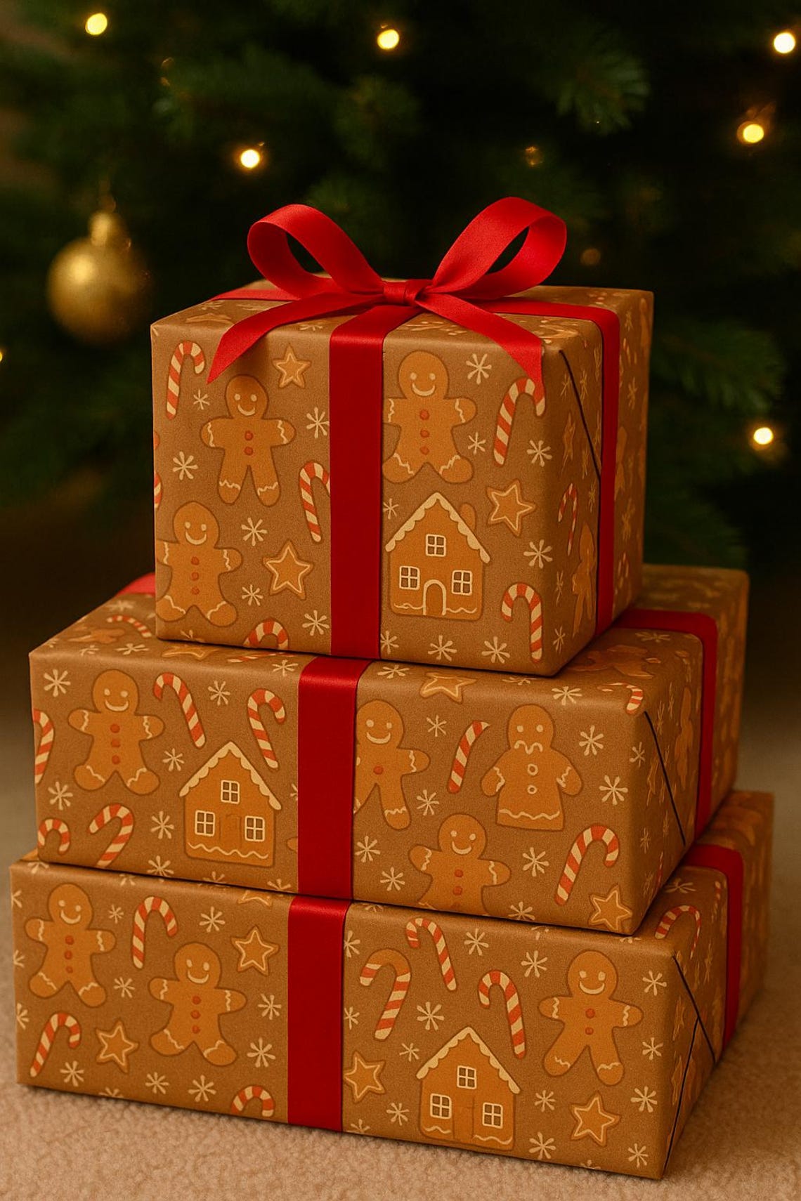 Gingerbread Christmas Wrapping Paper | Holiday Gift Wrap | Cute ...