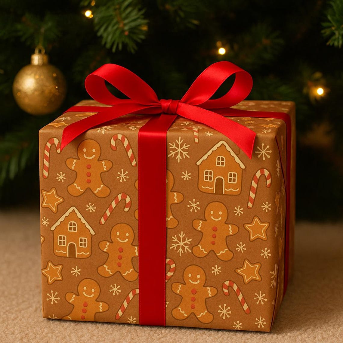 Gingerbread Christmas Wrapping Paper | Holiday Gift Wrap | Cute ...