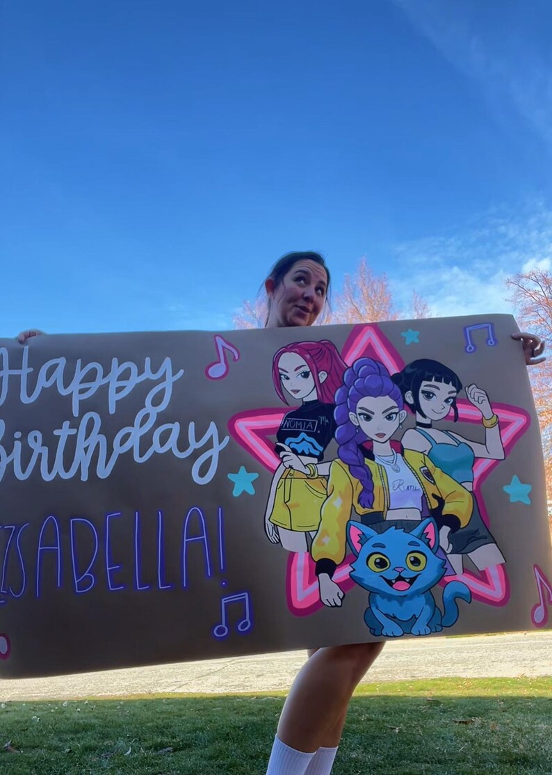 Hand Painted Custom Birthday Banner | Character Party Banner ...