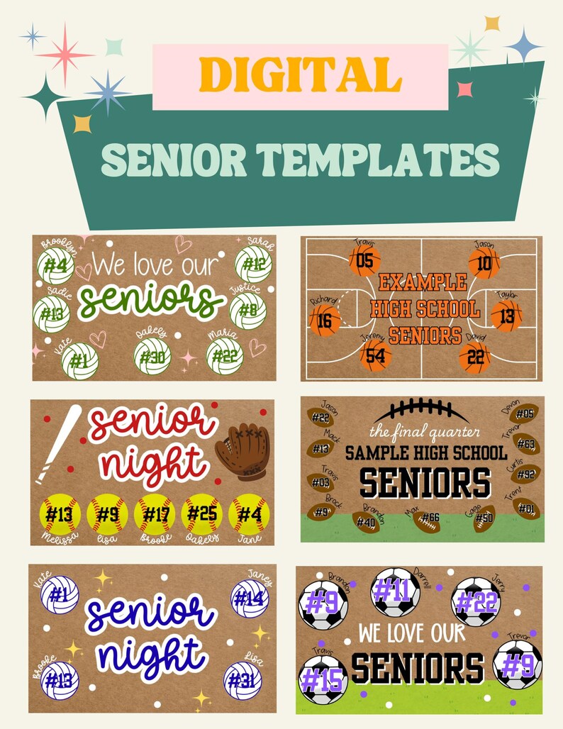Senior Night Template Bundle - Sports, Highschool, Brown Paper ...