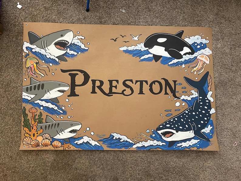Hand Painted Custom Birthday Banner | Character Party Banner ...