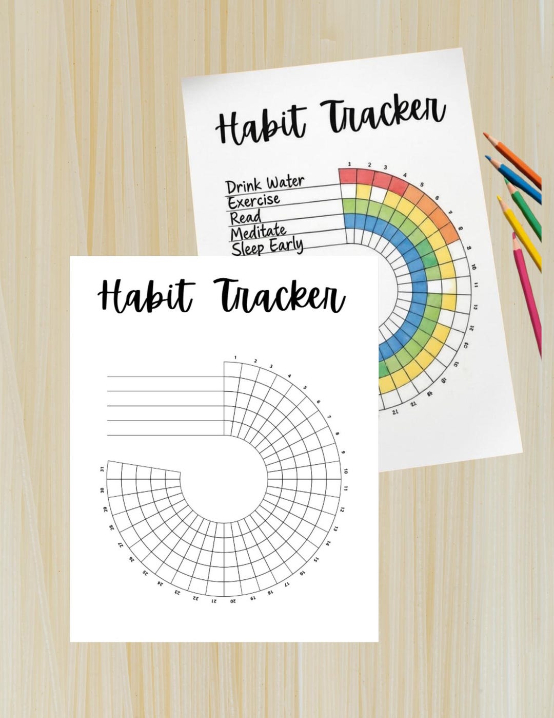 Monthly Habit Tracker Printable | Minimal Circular Habit Tracker | One ...
