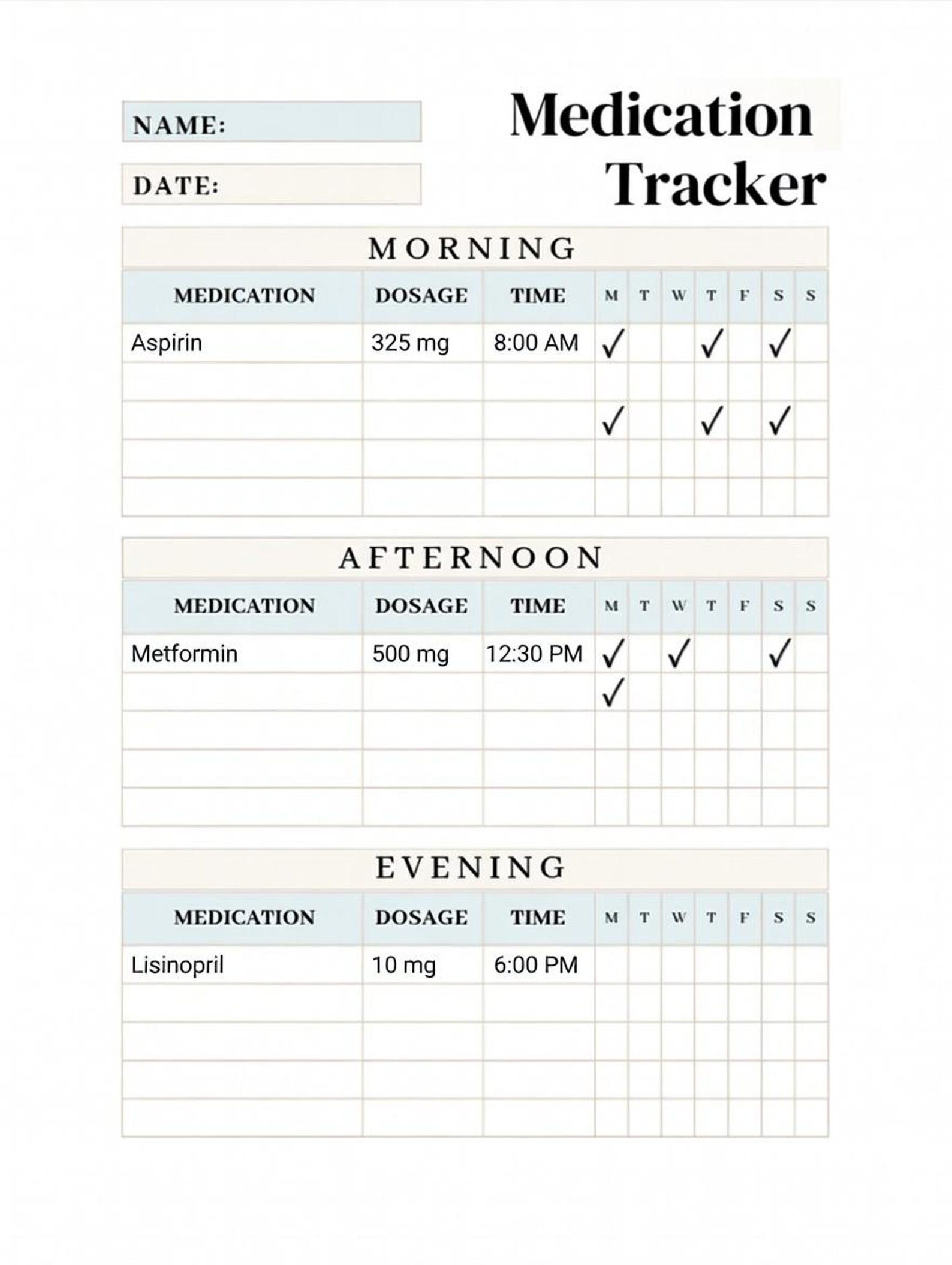 One Page Medication Tracker Printable | Daily Medicine Log ...