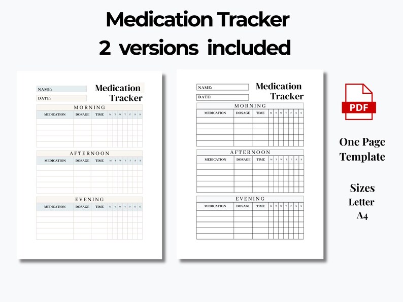 One Page Medication Tracker Printable | Daily Medicine Log ...