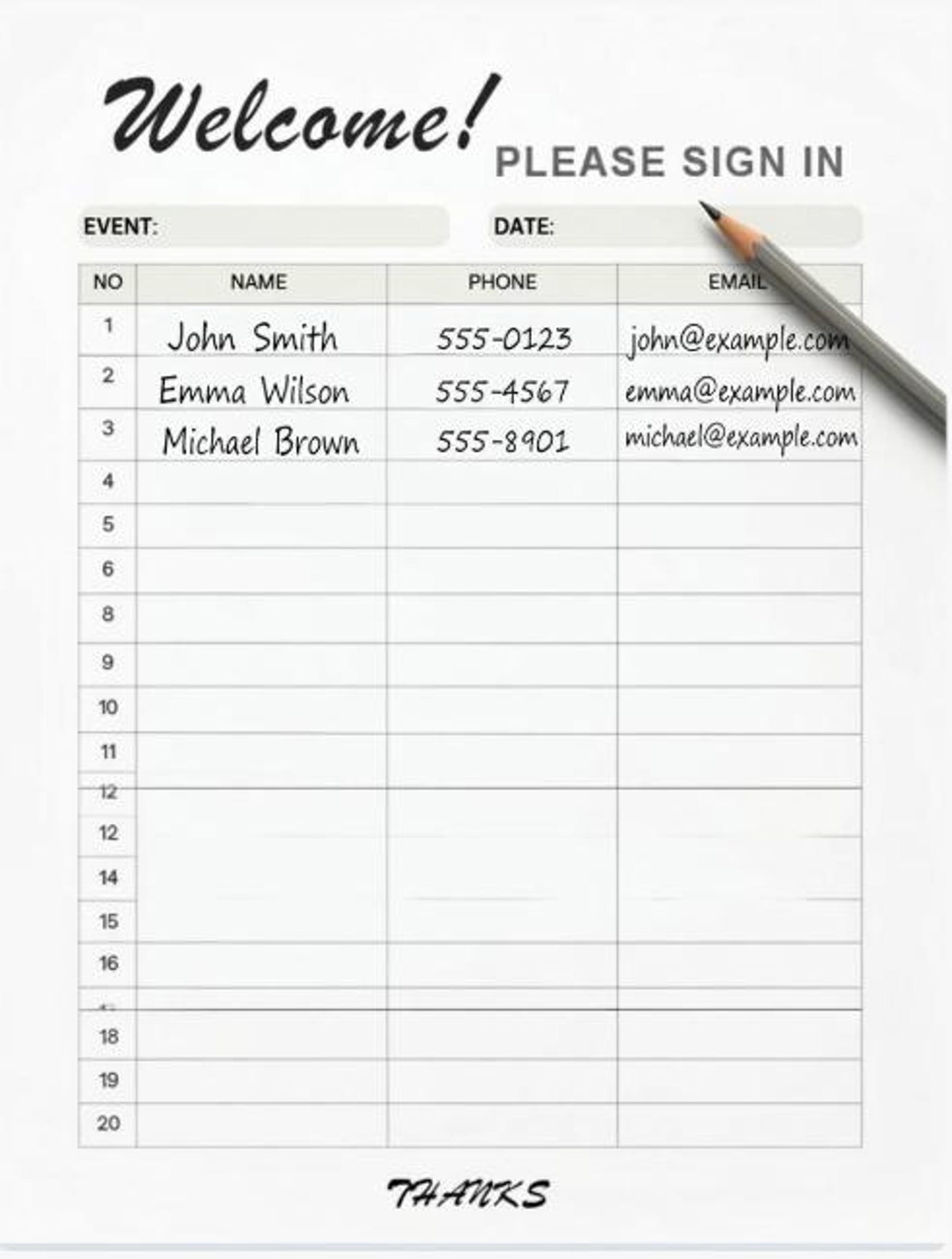 Editable Welcome Sign-in Sheet | Event Guest Book (canva Template, PDF ...