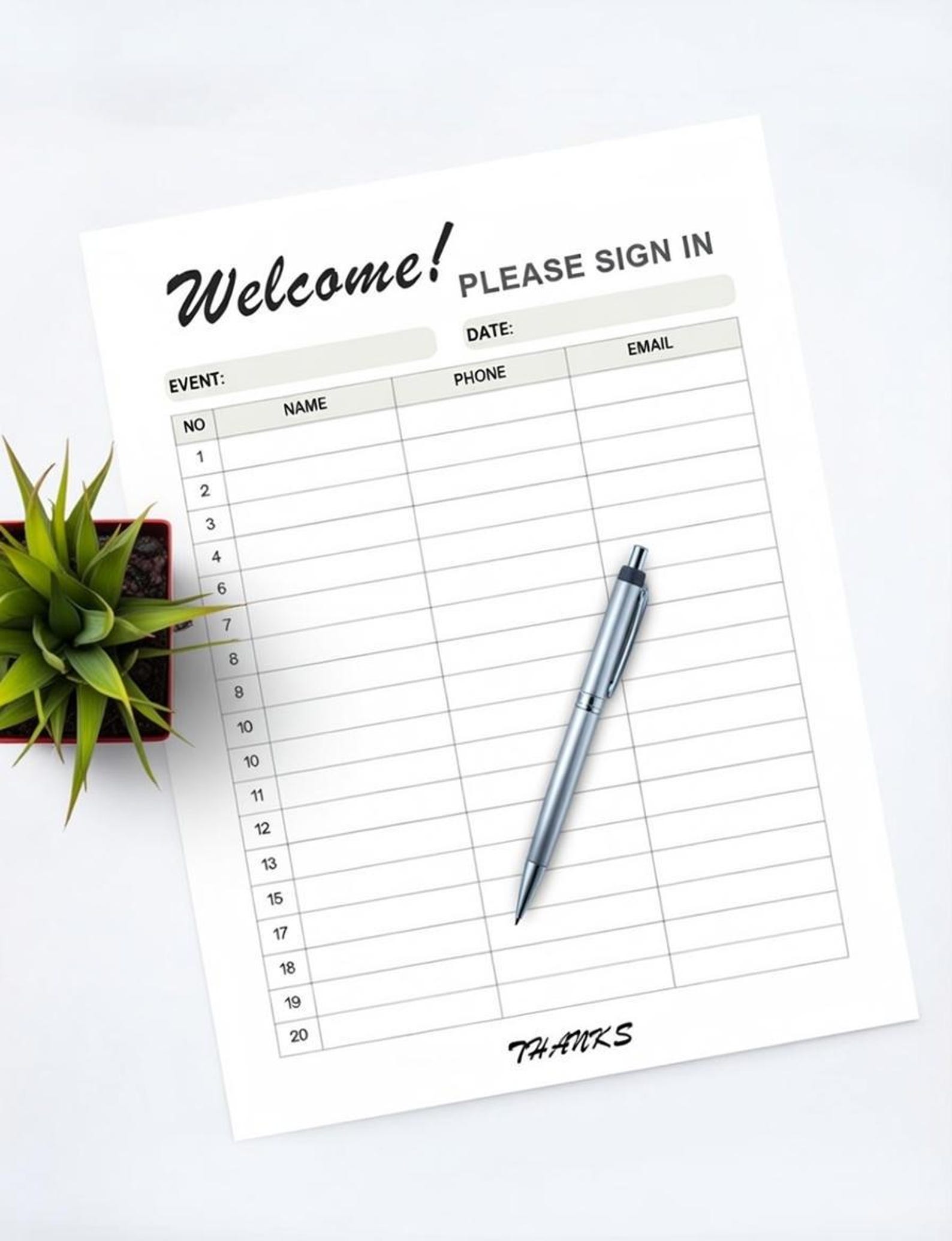 Editable Welcome Sign-in Sheet | Event Guest Book (canva Template, PDF ...